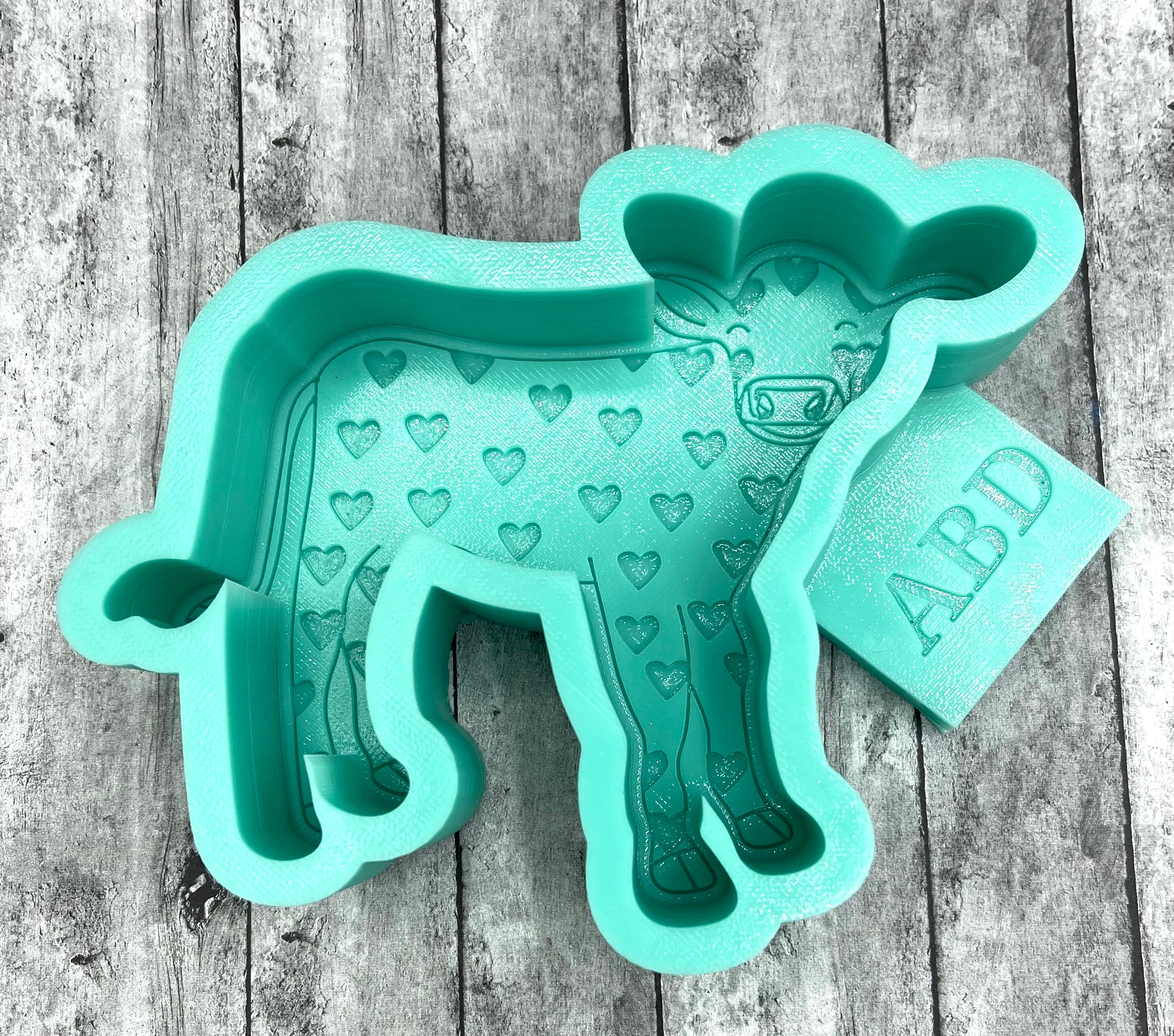 Calf Cow filled Hearts Freshie Silicone Mold