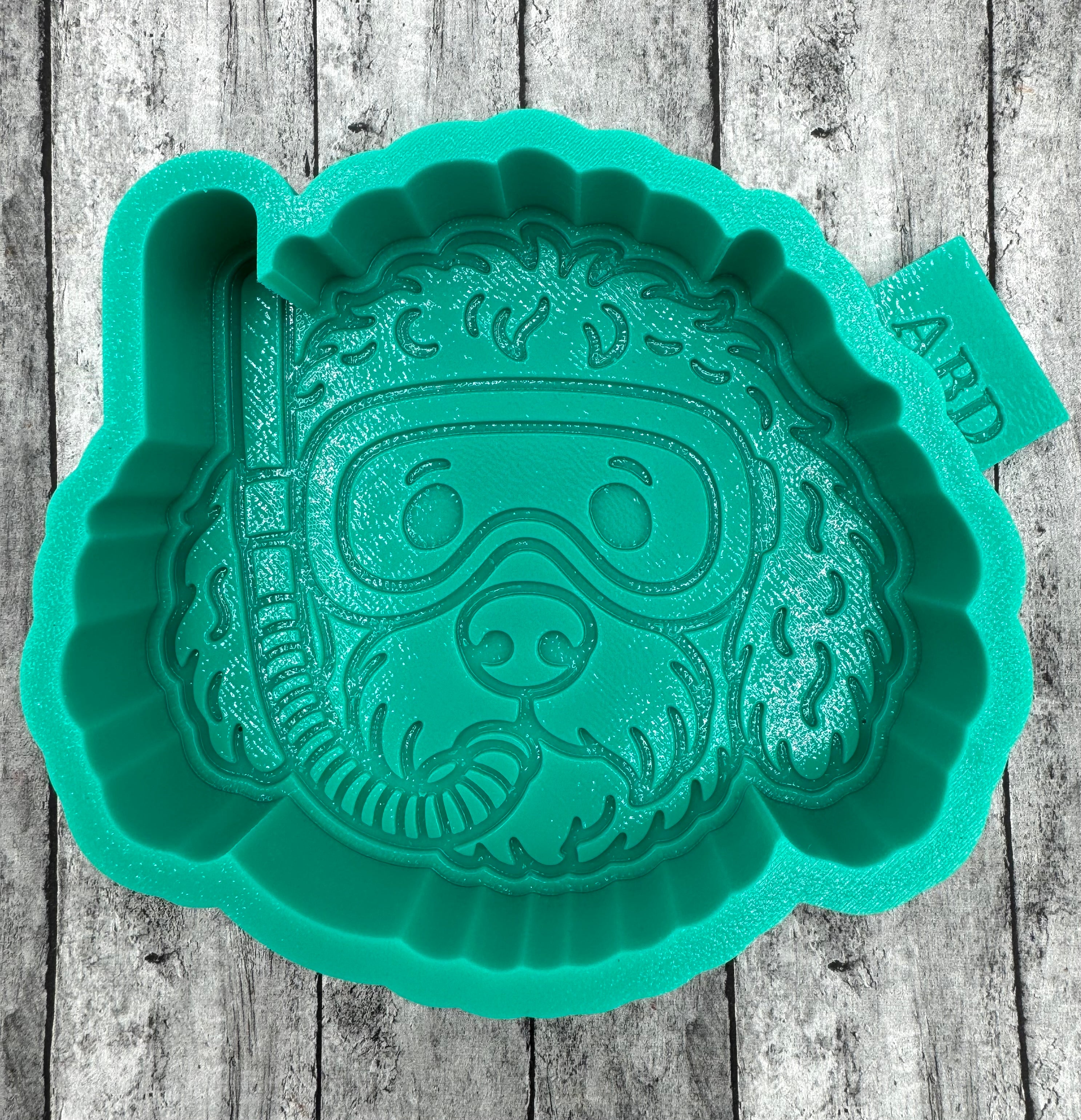 Golden Doodle Diver Snorkel Scuba Head Freshie Silicone Mold
